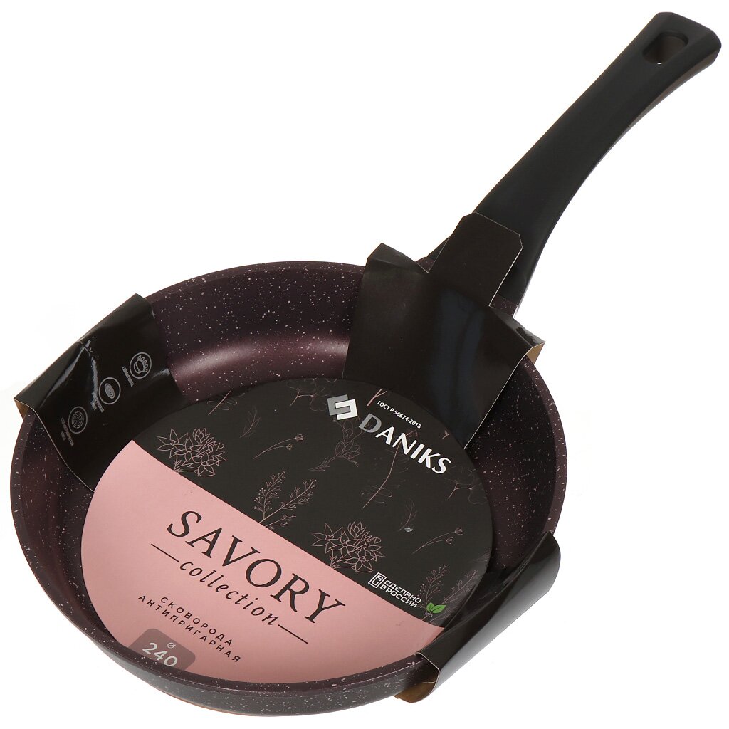 Сковорода алюминий, 24 см, антипригарное покрытие, Daniks, Savory, D2401 SV в Москве: цены, фото ...
