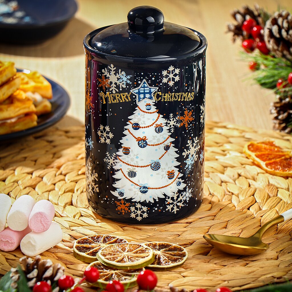 Банка для сыпучих продуктов, доломит, 0.75 л, с крышкой, Daniks, Зимняя сказка в Москве: цены ...