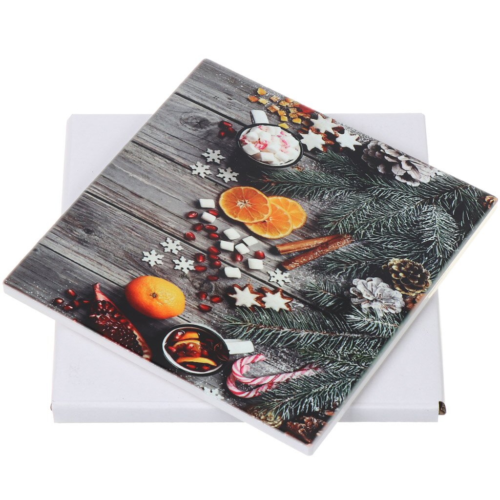 Подставка под горячее, керамика, квадратная, 16 см, Daniks, К нам приходит праздник в Москве ...