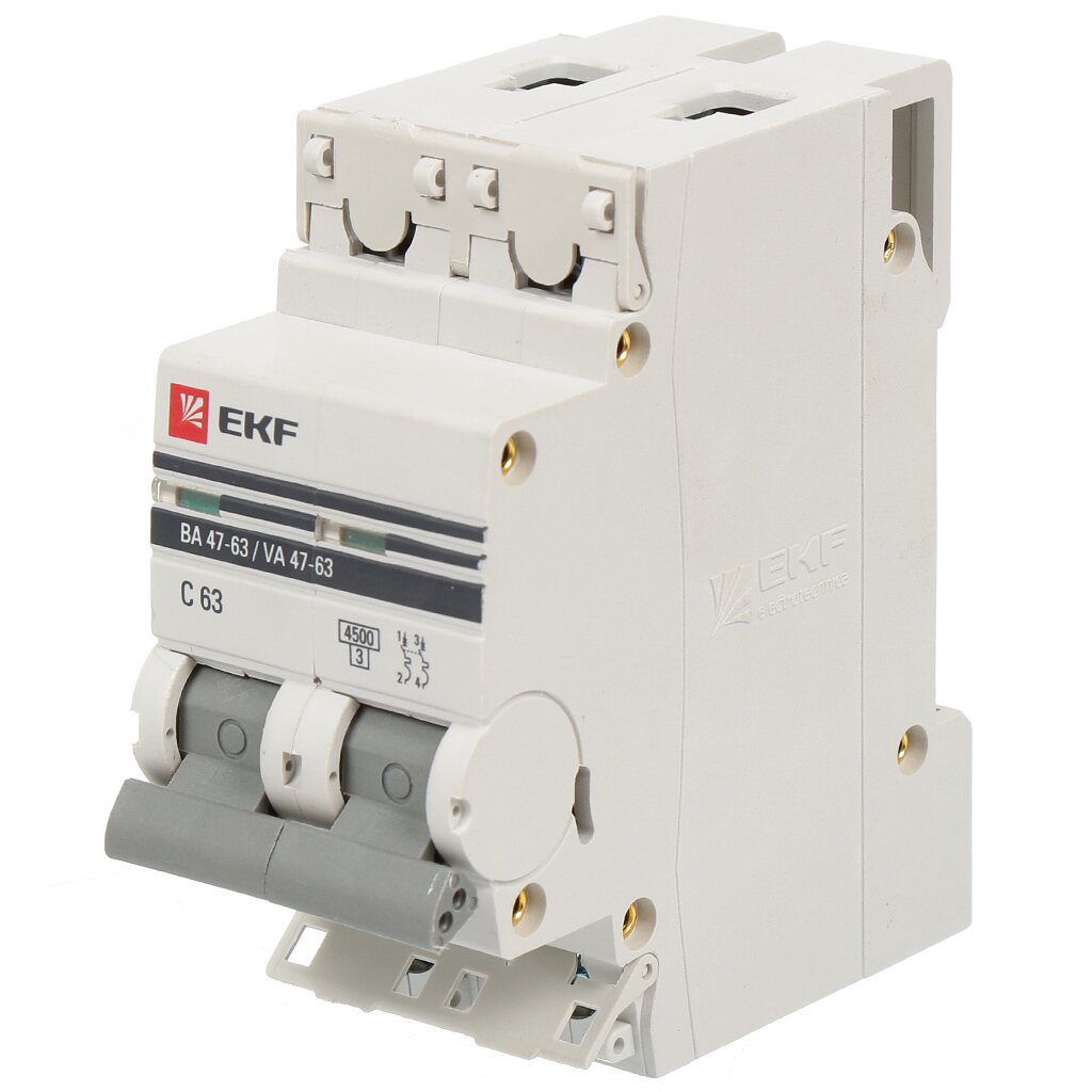 Автоматический выключатель двухполюсный EKF mcb4763-1-63С 63 А 4.5 кА в Москве: цены, фото ...