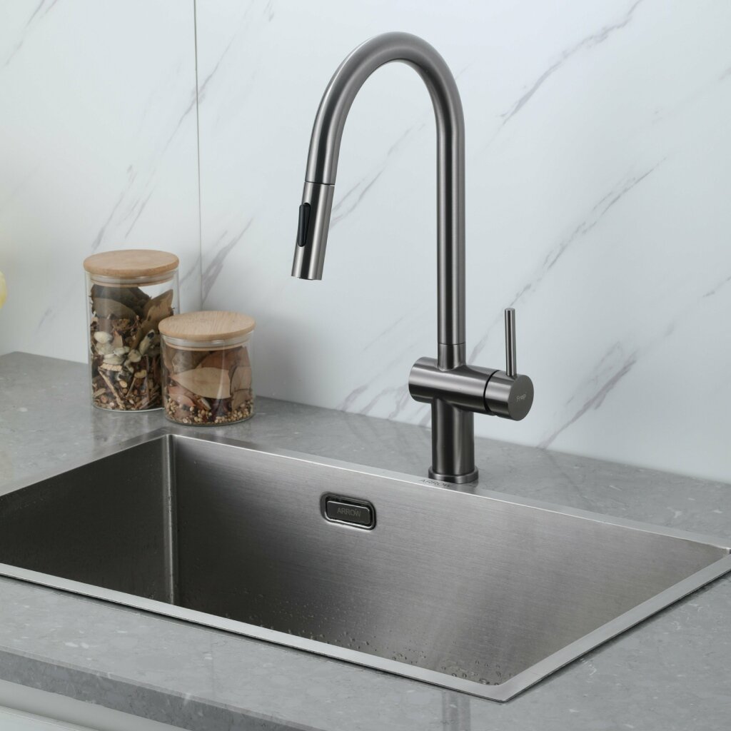Смеситель для кухни, Frap, выдвижной излив, с картриджем, F60807-9 в Москве: цены, фото, отзывы ...